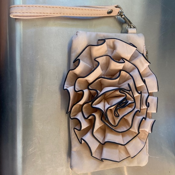 Bags | Clutch Light Pink And Black Flower Design | Poshmark